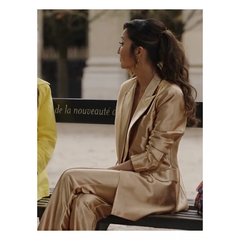 Emily In Paris S03 Mindy Chen Golden Suit | AmericaSuits Emily In Paris S03 Mindy Chen Golden Suit | AmericaSuits